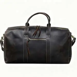 TOURI Genuine Leather Duffel Travel Bag Vintage - Brown