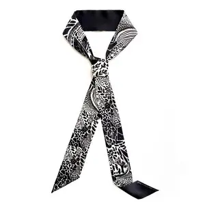 JESSIE ZHAO NEW YORK Silk Skinny Scarf Of Garden - Black