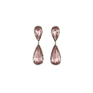 ISKRA Pink / Silver Crystal Drop Earrings Rose - Pink/silver