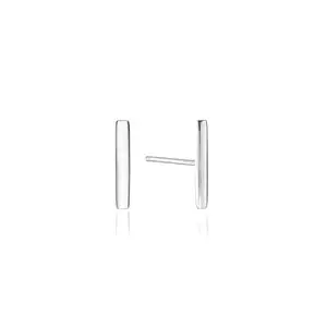 LILY & ROO Plain Bar Stud Earrings - Silver