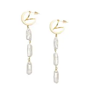 ADRIANA PAPPAS DESIGNS Pearl Swirl Earrings - Yellow