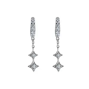 BLOOMTINE | EARTH ANGEL HQ Bloomtine Sterling Shooting Star Moissanite Huggies - Silver