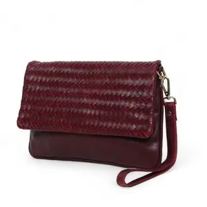 HIDES LEATHER CO. Convertible Leather Clutch, Crossbody Iphone&passport Bag - Red
