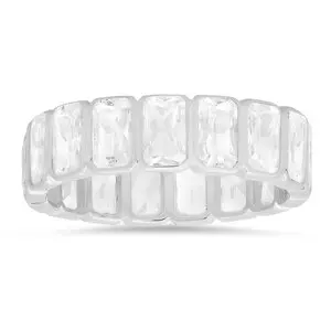 KYLIE HARPER Sterling Bezel-set Emerald-cut Diamond Cz Eternity Band Ring - Silver