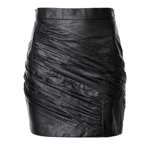 AGGI BY HALEWSKI Jolie Cynical Creased Vegan Leather Mini Skirt - Black