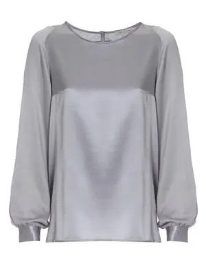 HELENE GALWAS Grey / Silver Alina Silver Silk Blouse - Grey/silver