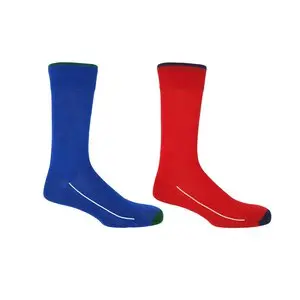 PEPER HAROW - MADE IN ENGLAND Cobalt & Cinnabar Square Mile Socks 2 Pack - Blue
