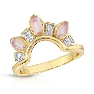 GLAMROCKS JEWELRY Seven Wonders Arc Ring Rainbow Moonstone - Yellow