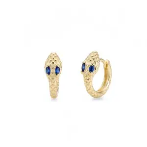 ANGEL BAROCCO Small & Dainty Snake Hoops Earrings Blue - Gold