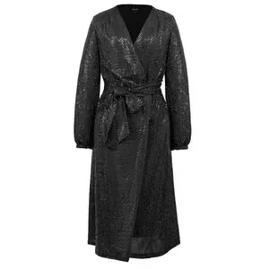 SMART AND JOY Wrap Effect Glitter Dress Silver