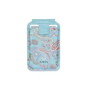 NAOA Blue / Brown Printed Magsafe Wallet & Phone Stand Paisley Printed - Blue/brown