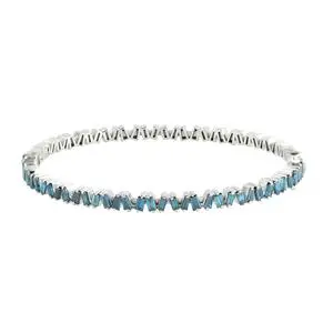 ARTISAN Blue / White Blue Baguette Diamond Tennis Bracelet In 14k White Gold - Blue/white