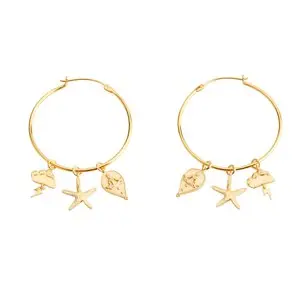 RIZE Multi Charm Hoop Earrings Plated - Gold