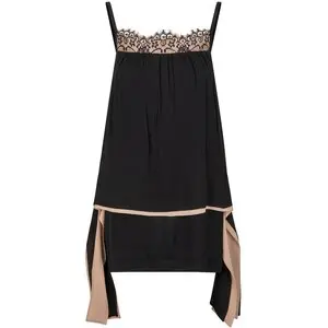 LANGNER Lace Trimmed Chiffon Mini Dress - Black