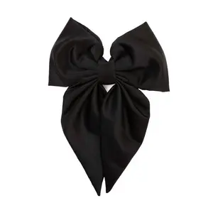 RAINSISTERS Hair Bow Clip: Satin - Black