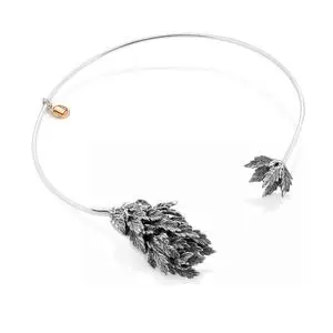UNALOE Amazzonia Sculptural Leaf Choker Necklace In Sterling - Silver