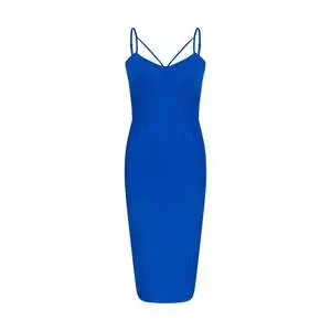 SOUR FIGS Split Strap Bustier Bandage Midi Dress In Cobalt - Blue