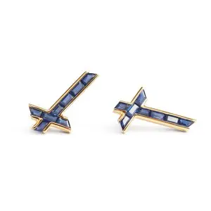 KASUN LONDON Silver / Blue Lucky Star Earrings September Sapphire Gold Vermeil - Silver/blue