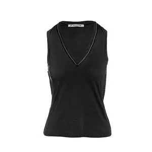 CONQUISTA Zip Detail Sleeveless Top - Black