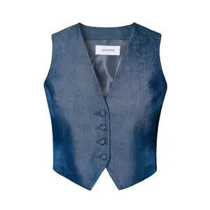 AGGI BY HALEWSKI Sylvia Navy Denim Suit Vest - Blue