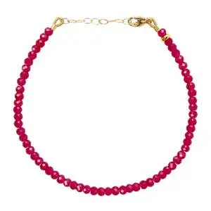 BOMBYX HOUSE Birthstone July Ruby Gold Bead Bracelet - Red
