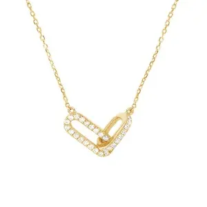 NAZZAR Pave Cable Double Linked Pendant Necklace
