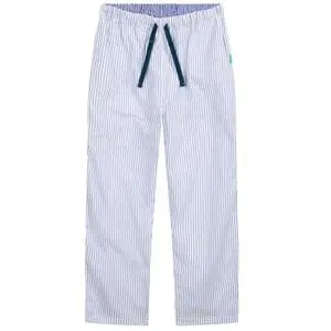 LOUNGERS Blue / White Soft, Breathable Organic Brushed Cotton Loungewear Trousers In Blue And White Stripes - Blue/white