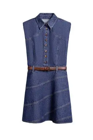 NOCTURNE Belted Denim Mini Dress