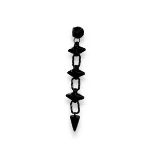 JAGGED HALO JEWELRY Black / Grey Barbie Chain Earrings Black Rhodium - Black/grey