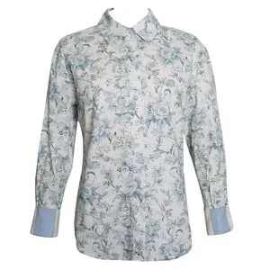 FLORA BY ALEXANDRIA Blue / White Lydia Button Down In Sea Salt - Blue/white