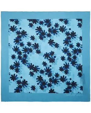 LORDS OF HARLECH Sofia Silk Scarf Rambla Floral Teal - Blue