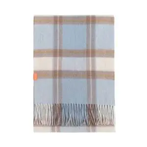 LOST PATTERN Plaid" Cashmere Scarf - Blue