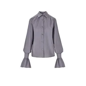 MANDRAGORA Cotton Anthracite Shirt With Decorative Cuffs – Car - Grey
