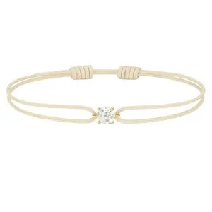 DYAMKA Neutrals / Diamond Beige Cord Bracelet White Gold - Silver