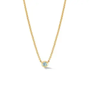DOWER & HALL Aquamarine Round Dewdrop Pendant In Vermeil - Gold