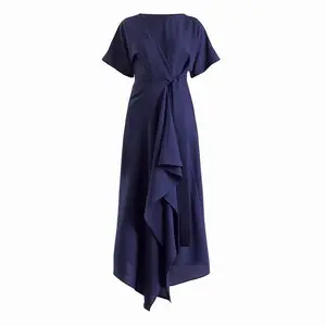 MEEM LABEL Baxter Navy Wrap Dress - Blue