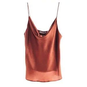 Mionè Silk Camisole Top With Draped Detail - Brown