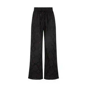 RAFFYA Opal Broderie Anglaise Wide Leg Trouser - Black