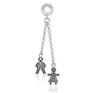 UNALOE Sterling Pavé Family Charm Drop Earrings - Silver