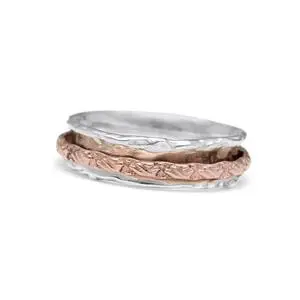 ISLA SILVER Brown / Silver Silver Ring With Copper Spinning Band - Brown/silver