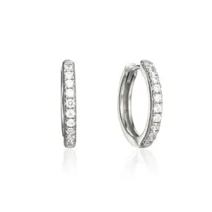 LILY & ROO Diamond Style Large Hoop Earrings - Silver
