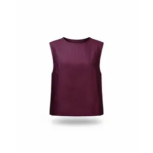 STOVARIA Wine Handwoven Cotton Silk Structu Sleeveless Top - Red