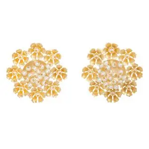 MERAKI BY RASHMI BAJAJ Fiona De Perla Plated Stud Earrings With Lustrous White Pearls - Gold