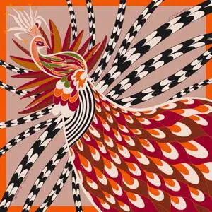 CREATURE MARSEILLE Neutrals The Enchanter Moka Rosé The Medium Silk Scarf Design In France Made In Italy - Brown