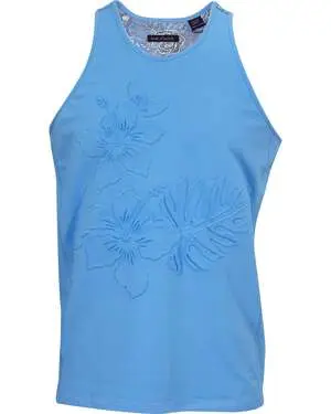 LORDS OF HARLECH Tedford Embossed Floral Tank - Blue