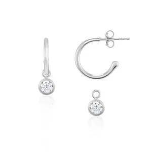 AUREE JEWELLERY Verona Cubic Zirconia Interchangeable Drop Earrings - Silver