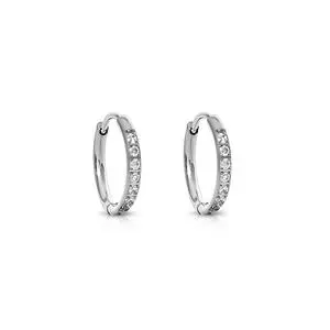 EVER JEWELLERY Transition Hoop Huggie Earrings - Silver