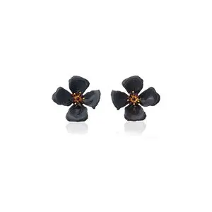 MILOU JEWELRY Hibiscus Flower Earrings - Grey