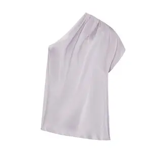 THE SUMMER EDIT Emily Silk One-shoulder Top - Silver