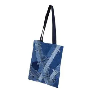 STORY WEAR Patchwork Denim Tote Bag - Blue